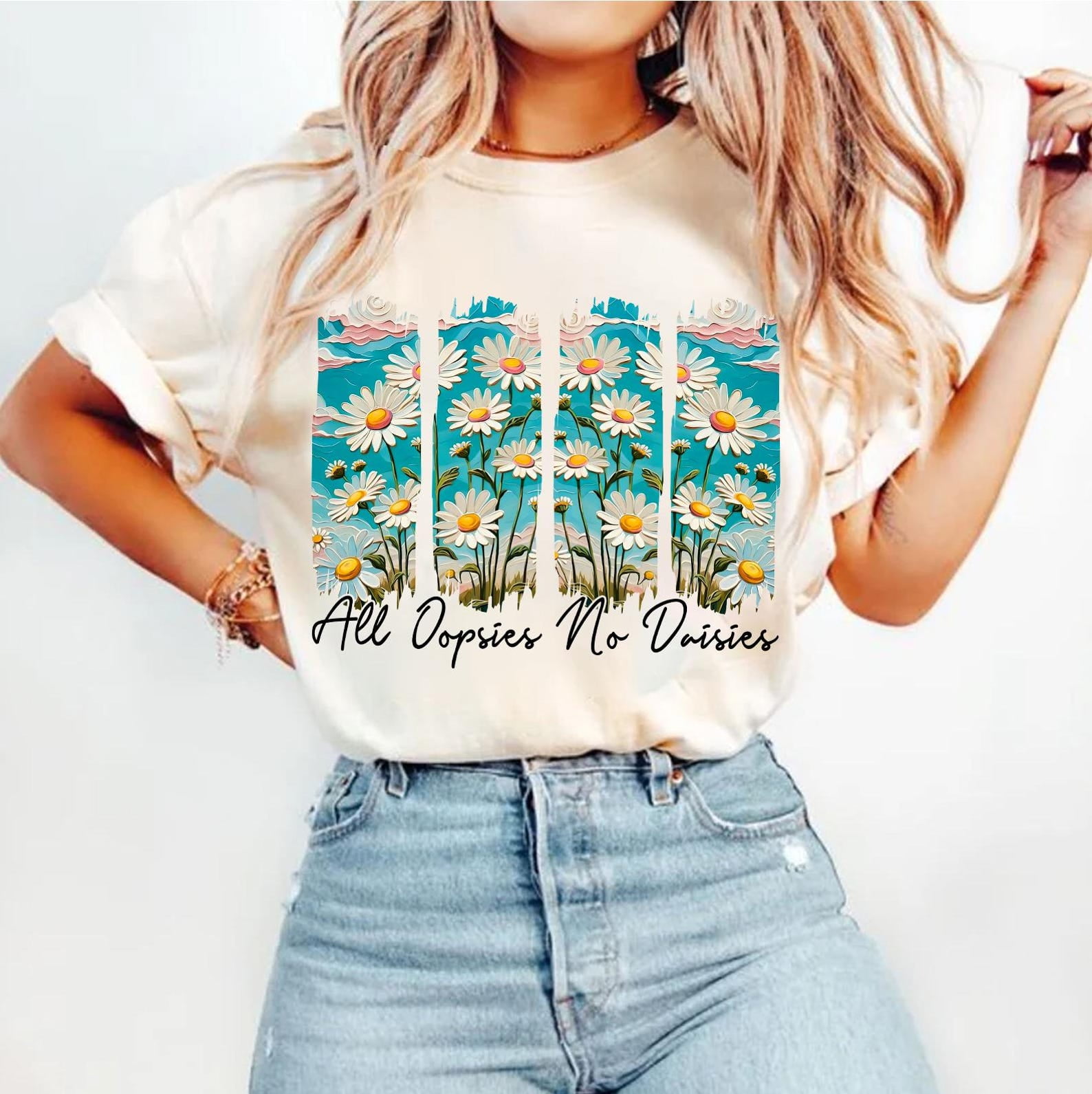 All Oopsies No Daisies Shirt, Floral Brushstroke Shirt, Vintage Floral ...