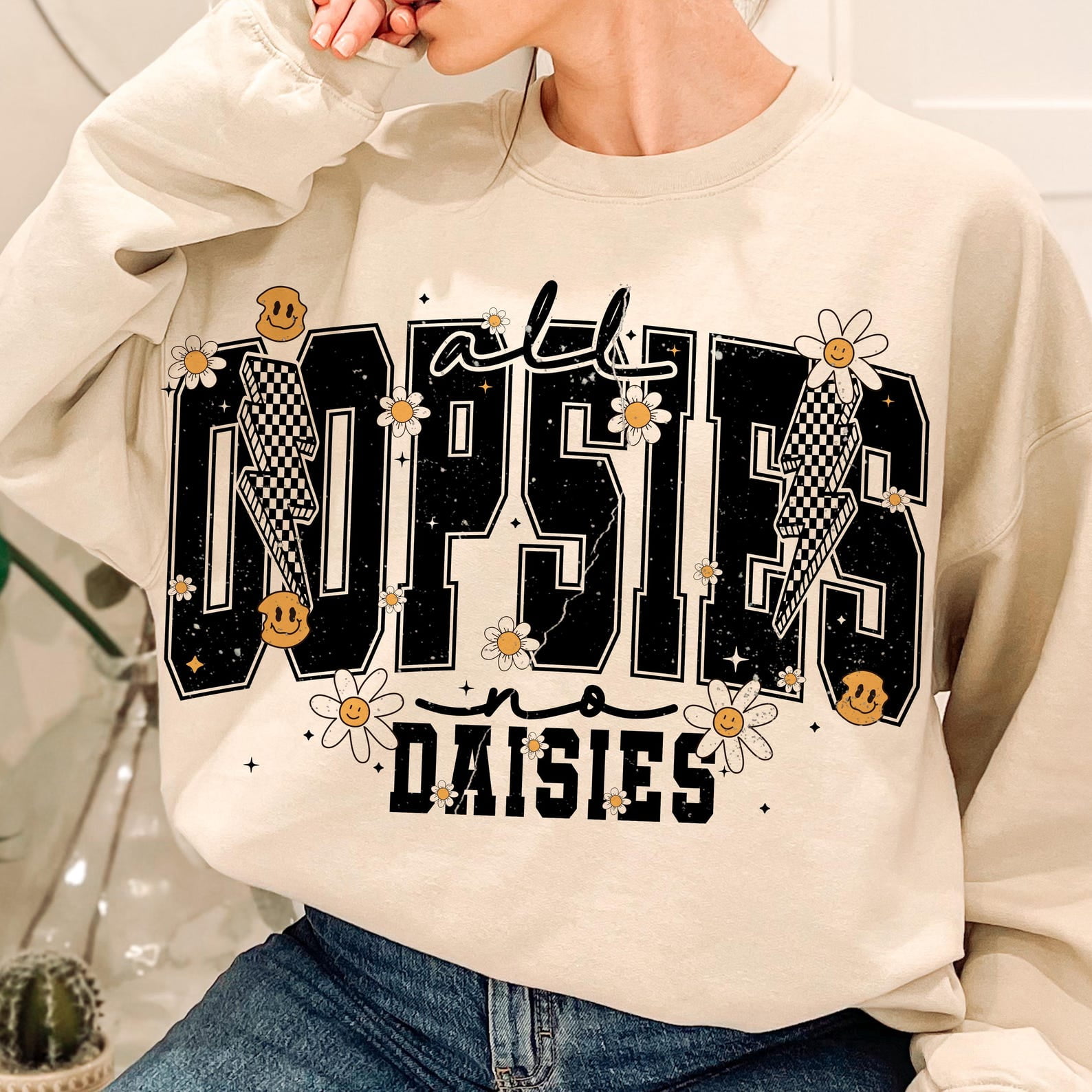 All Oopsies No Daisies Sweatshirt, Funny Wildflower Aesthetic Pullover ...