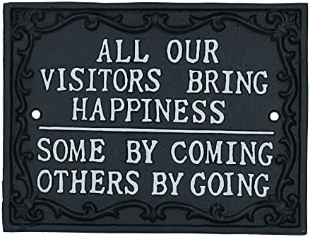 All Our Visitors Bring Happiness Sign Cast Iron Plaque Wall House Door ...