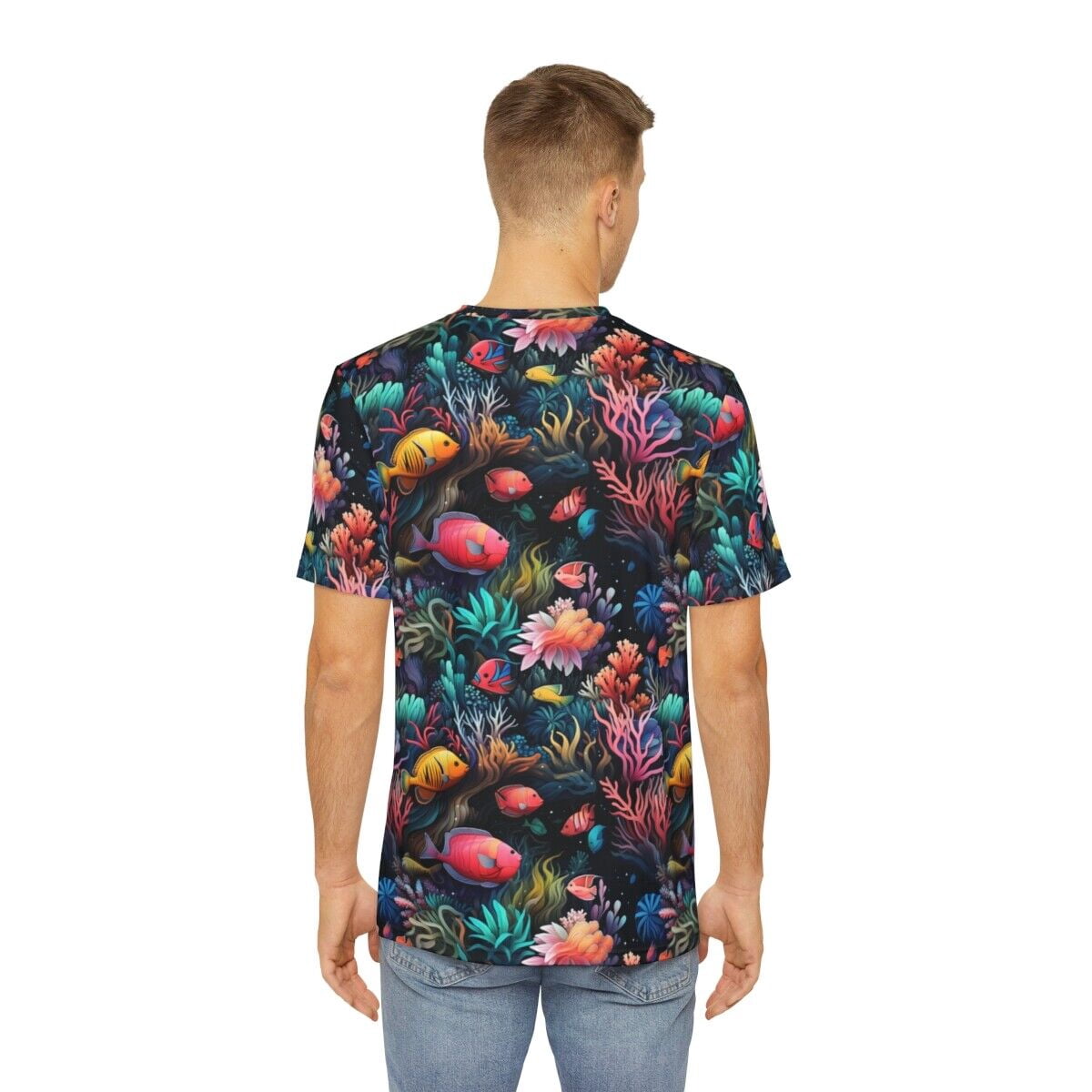 All Over Print Adult Hawaiian Tropical Aloha Coral Reef Ocean Fish ...