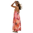 All-Over Print Backless Cross Strap Slip Dress, Loose A-Line Slim Fit ...