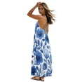 All-Over Print Backless Cross Strap Slip Dress, Loose A-Line Slim Fit ...