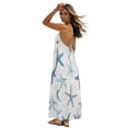All-Over Print Backless Cross Strap Slip Dress, Loose A-Line Slim Fit ...