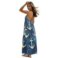 All-Over Print Backless Cross Strap Slip Dress, Loose A-Line Slim Fit ...