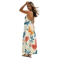 All-Over Print Backless Cross Strap Slip Dress, Loose A-Line Slim Fit ...