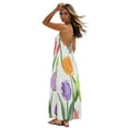 All-Over Print Backless Cross Strap Slip Dress, Loose A-Line Slim Fit ...