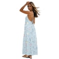 All-Over Print Backless Cross Strap Slip Dress, Loose A-Line Slim Fit ...