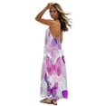 All-Over Print Backless Cross Strap Slip Dress, Loose A-Line Slim Fit ...