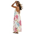 All-Over Print Backless Cross Strap Slip Dress, Loose A-Line Slim Fit ...