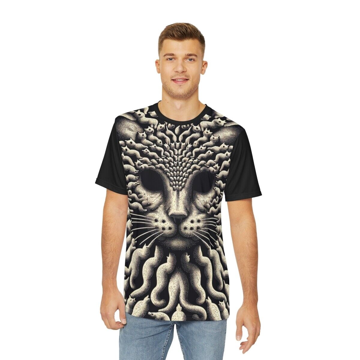 All Over Print Creepy Retro Cat 3D Illusion Pet Lover Interior Art ...