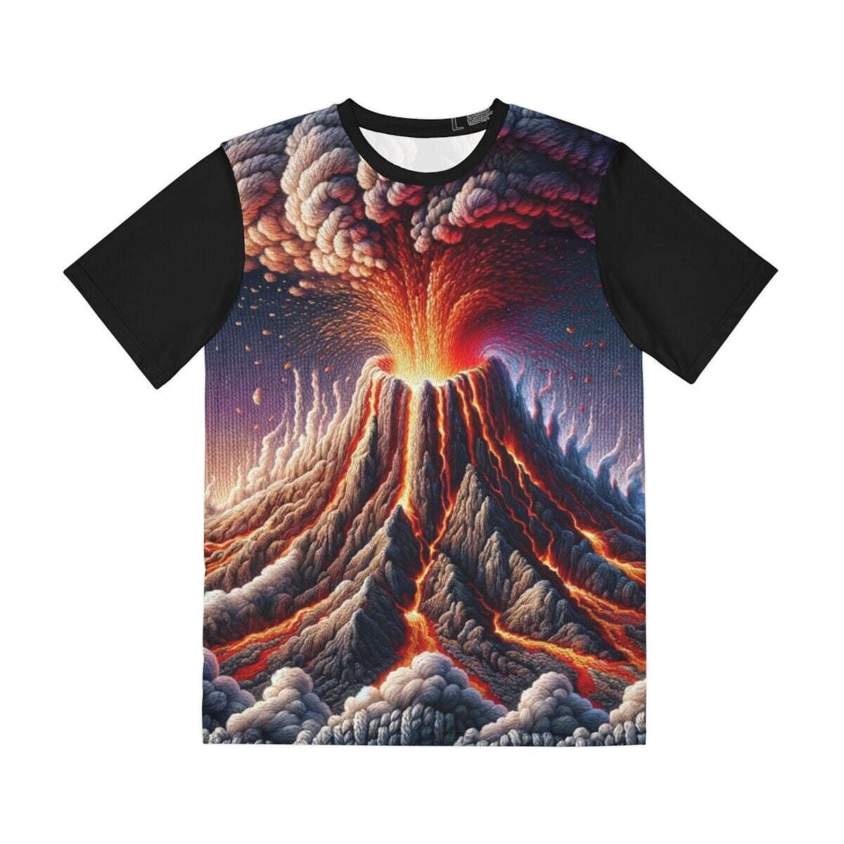 All Over Print Erupting Volcano Knitted Style Art Nature Tee Earth Day ...
