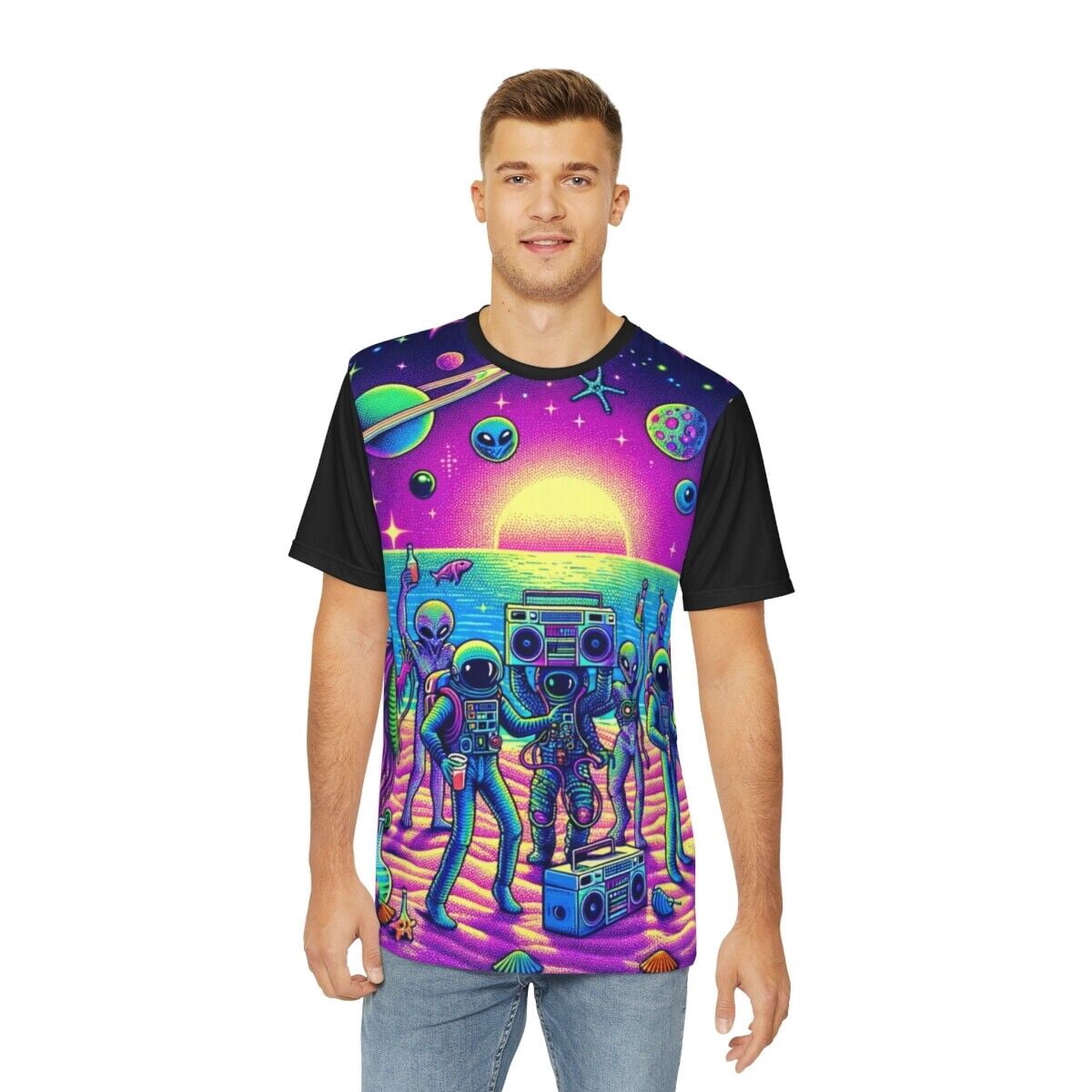 All Over Print Galactic Beach Party Aliens Astronaut Space Planets Fun ...