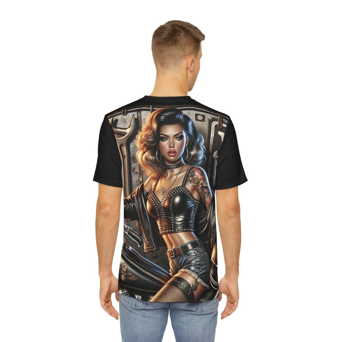 All Over Print Pin Up Babe Americana Glam Rockabilly Biker Garage Motor ...