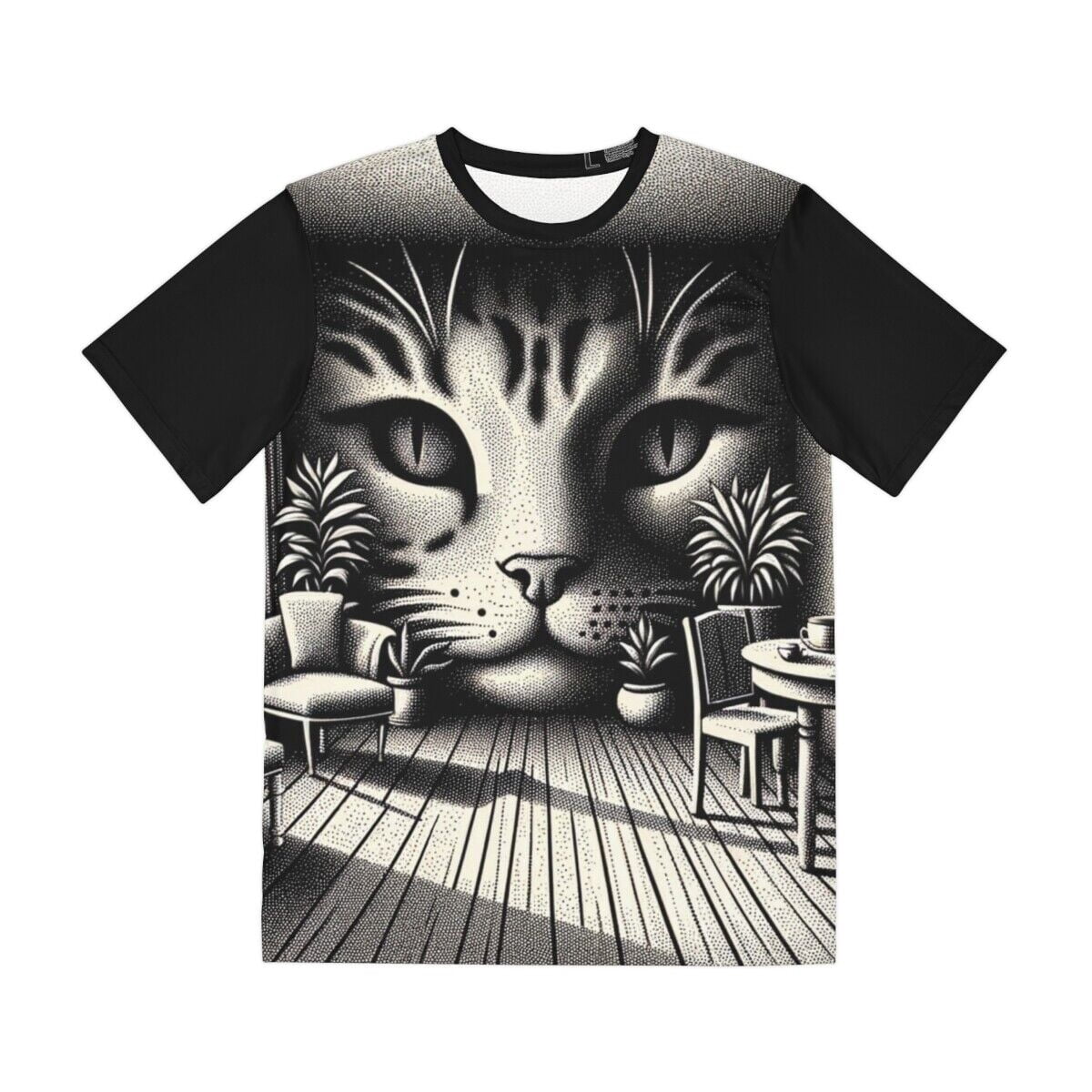 All Over Print Retro Cat 3D Illusion Pet Lover Interior Design Art Tee ...