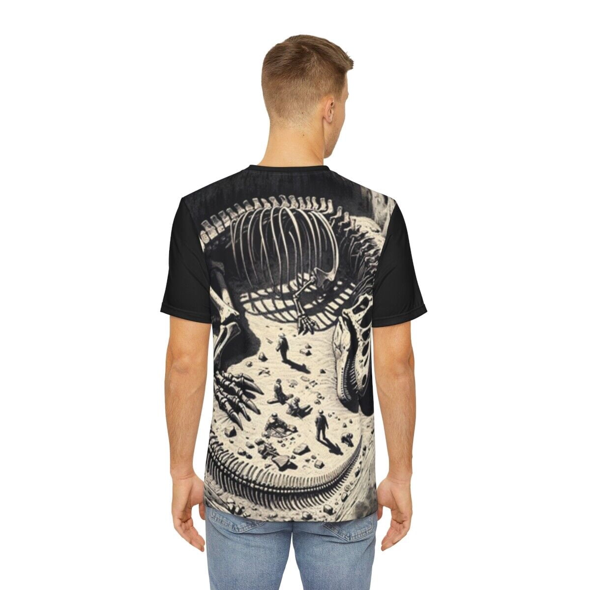 All Over Print Retro Dinosaur T Rex Fossils Skull Jurassic Paleontology ...