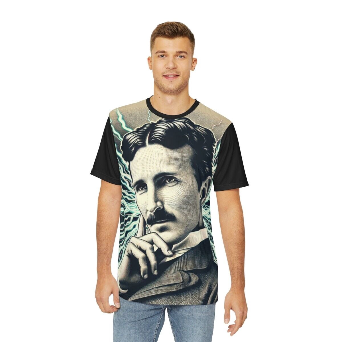 All Over Print Retro Style Nikola Tesla Inventor Science Icon ...