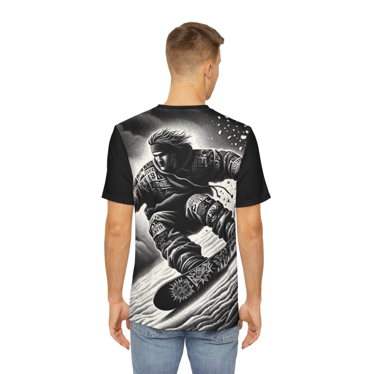 All Over Print Retro Style Snowboarding Steez Mountain Snow Pow Grunge ...