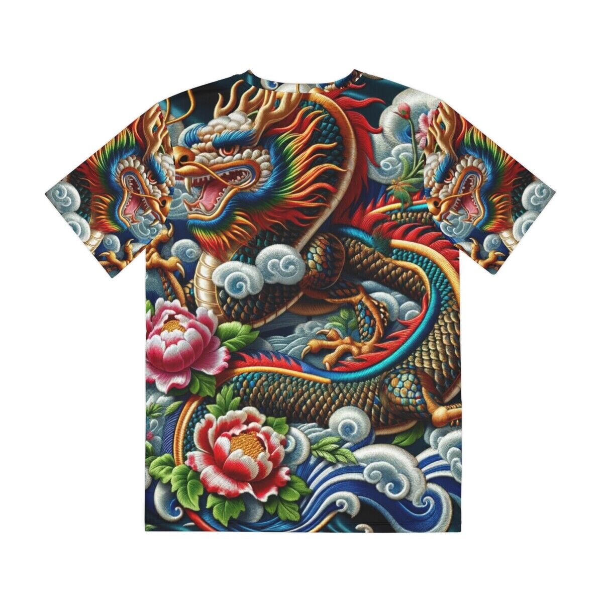 All Over Print Retro Style Sukajan Dragon Souvenir Asian Art Floral ...