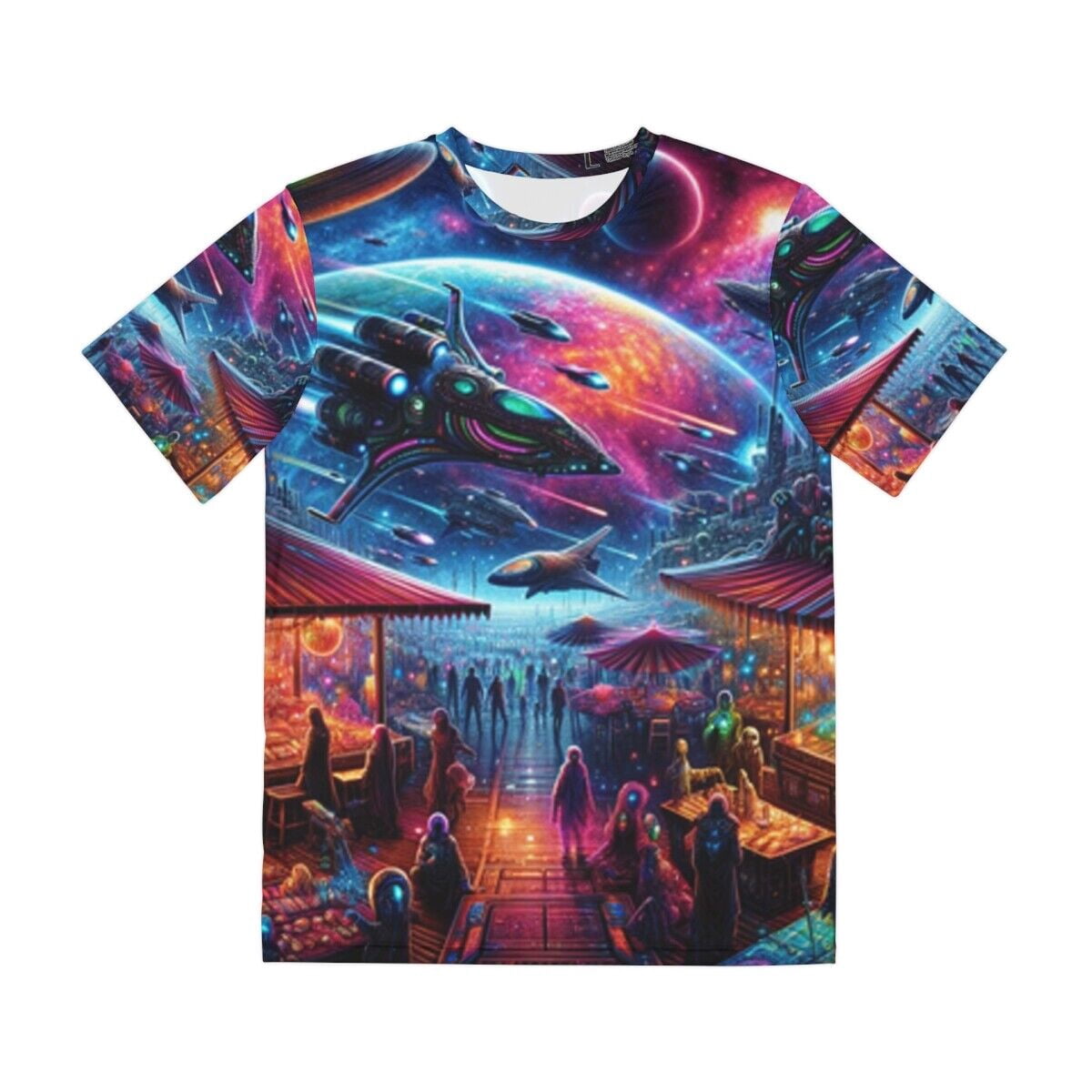 All Over Print Sci-Fi Futuristic Galactic Cosmic Alien Starship Space ...