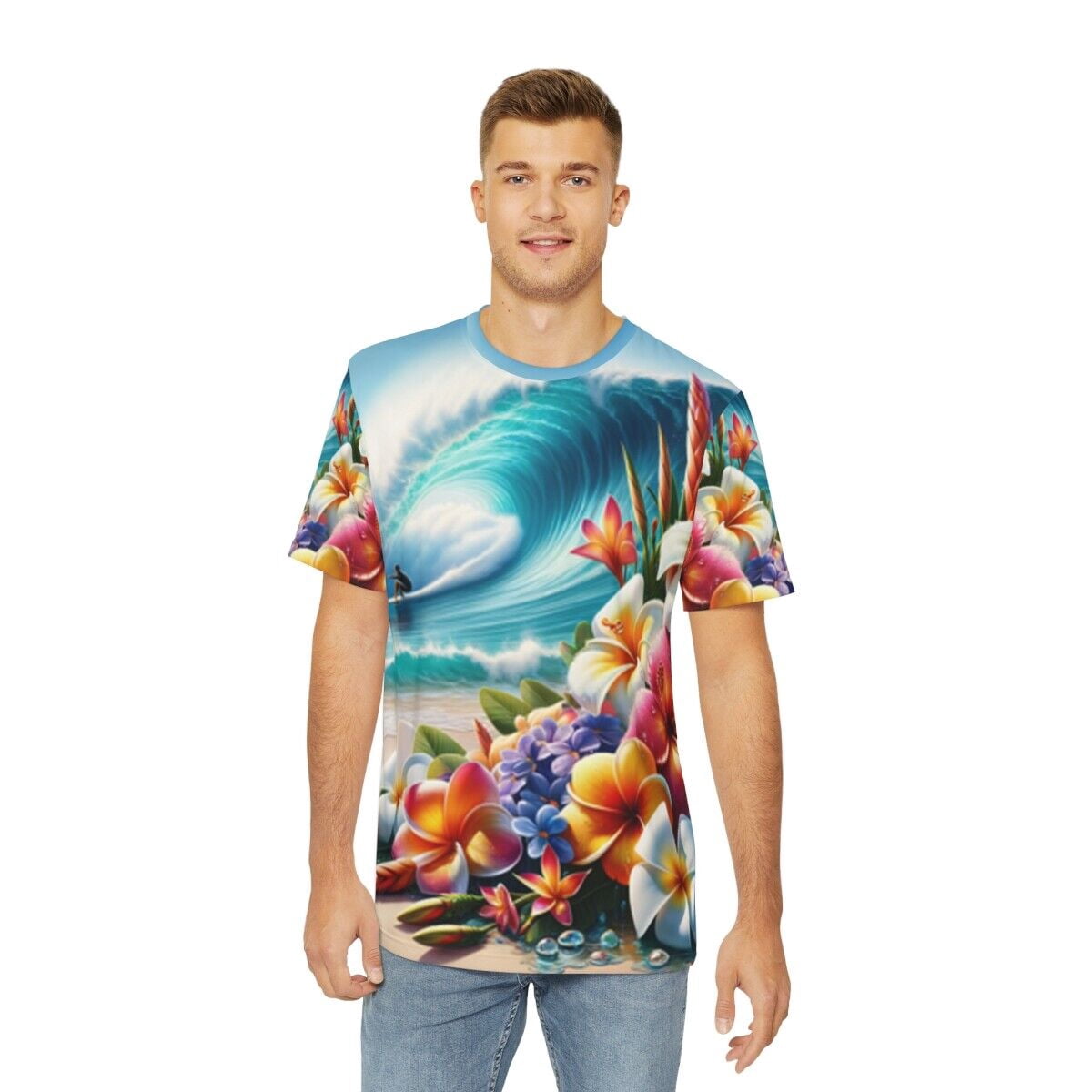 All Over Print Shirt Surfer Paradise Tropical Pattern Flowers Beach ...