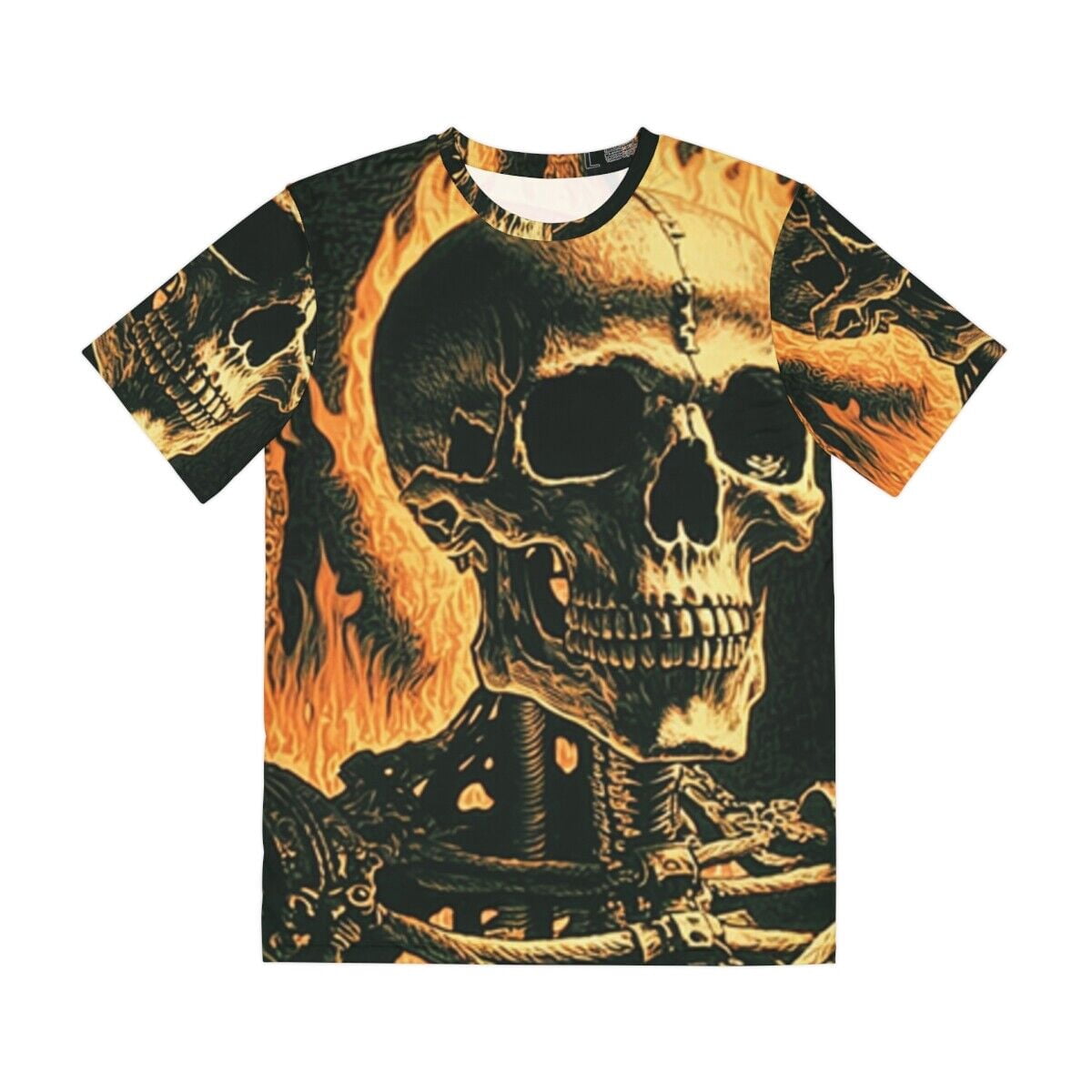 All Over Print Skeleton Skull Flames Horror Scary Halloween Punk Metal ...