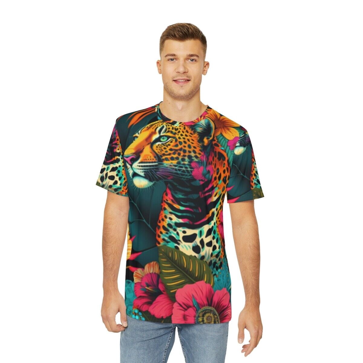 All Over Print Unisex Adult Hawaiian Tropical Cheetah Leopard Jungle ...