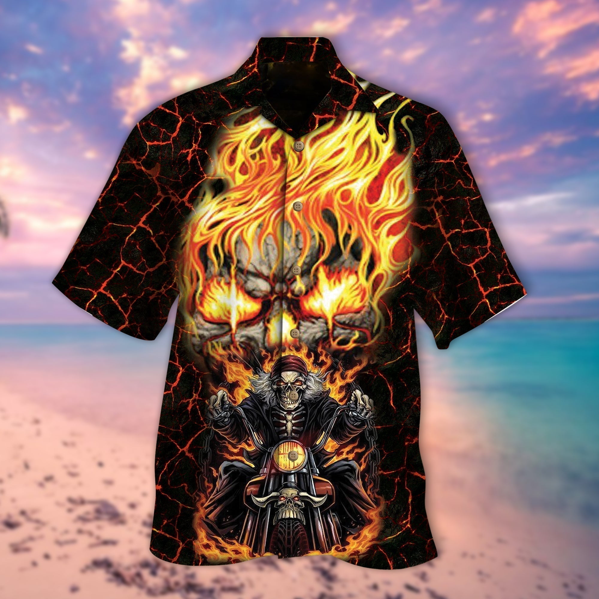 All Over Printed Ghost Rider Fire Hawaiian Shirts - Walmart.com