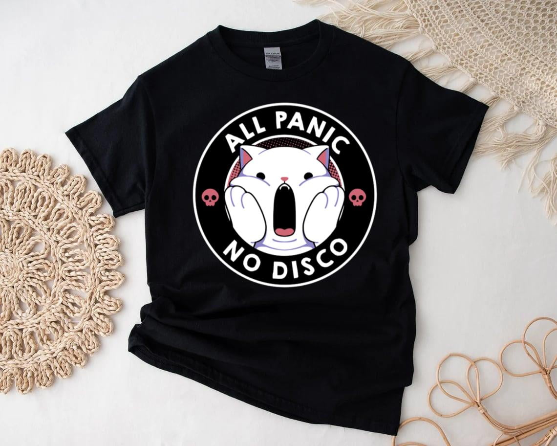 All Panic No Disco Funny Cat Meme Graphic T-Shirt, for men & women, up ...
