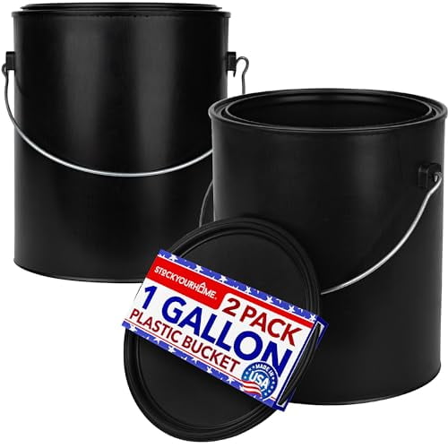 All-Plastic Paint Can (2 Pack) - Gallon Bucket with Metal Handle ...