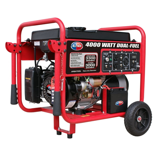 All Power America 4000 Watt Dual Fuel Portable Generator, Gas/LPG ...