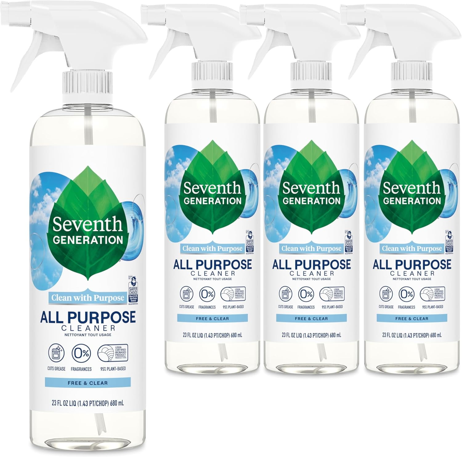 All Purpose Cleaner, Biodegradable Formula, Free & Clear, 23 oz (Pack ...