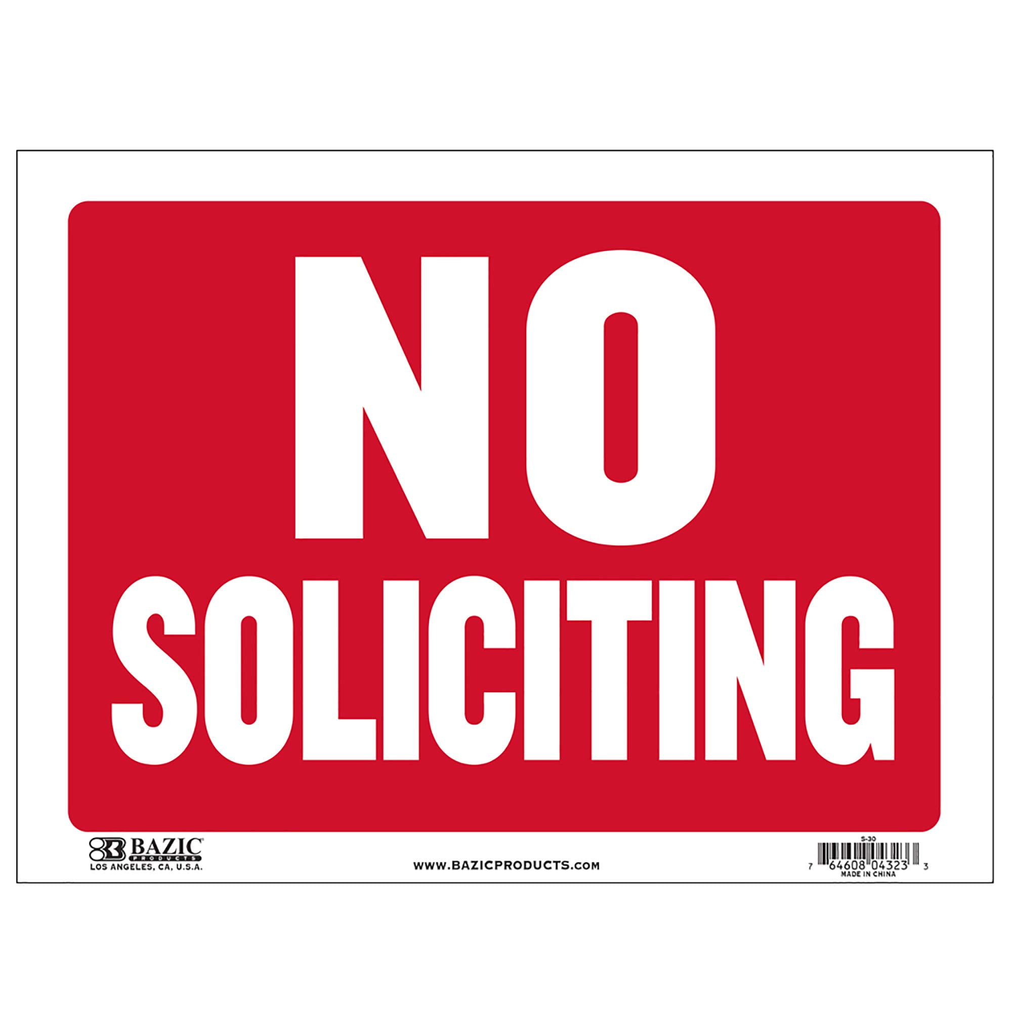 BAZIC 9" X 12" No Soliciting Sign [S-30] - Walmart.com