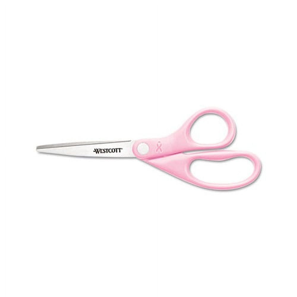All Purpose Pink Ribbon Scissors 8" Long, 3.5" Cut Length, Pink ...