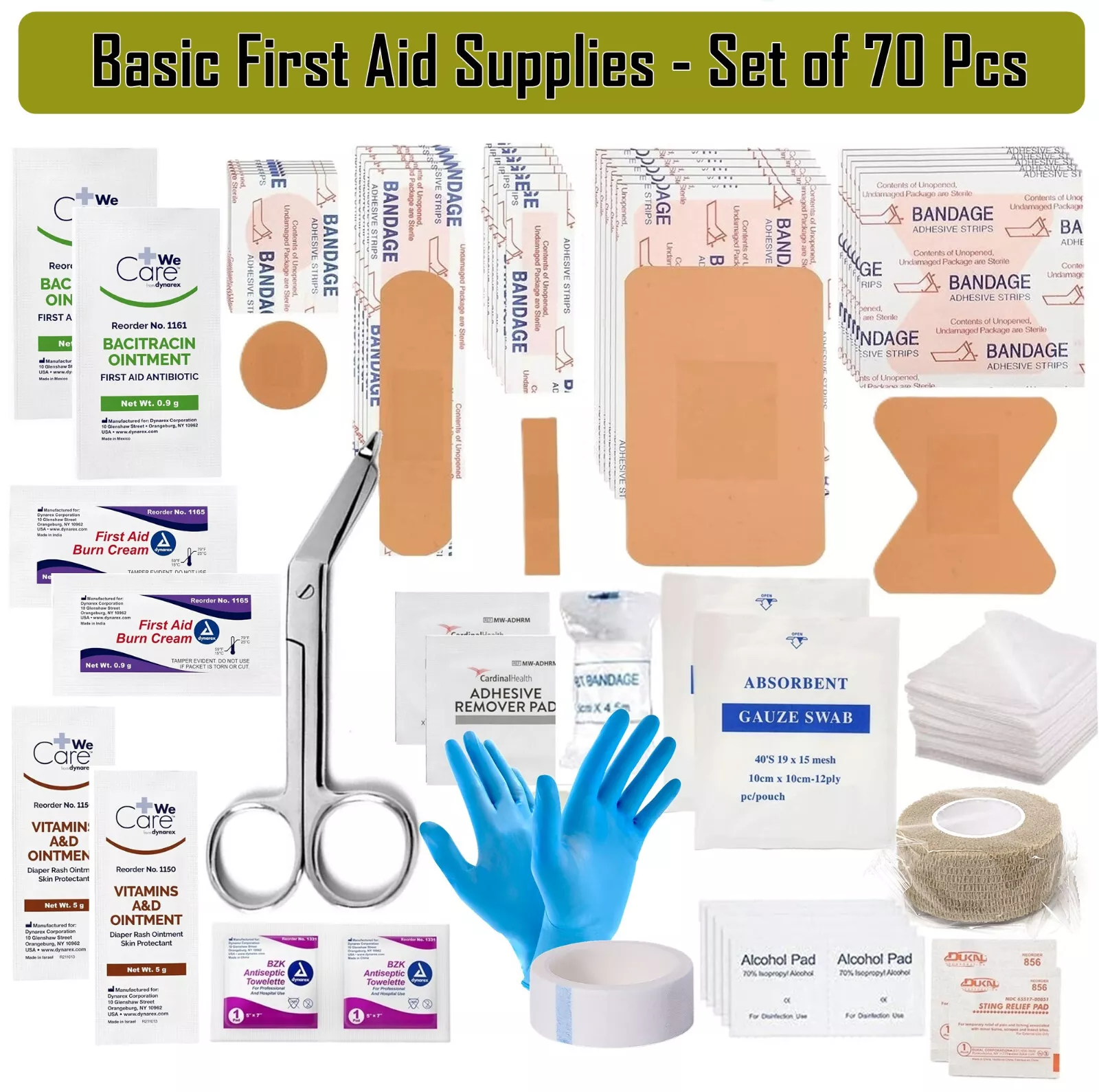 All-Purpose Portable Compact First Aid Kit, 70 Pcs - Quick Fix Kit for ...