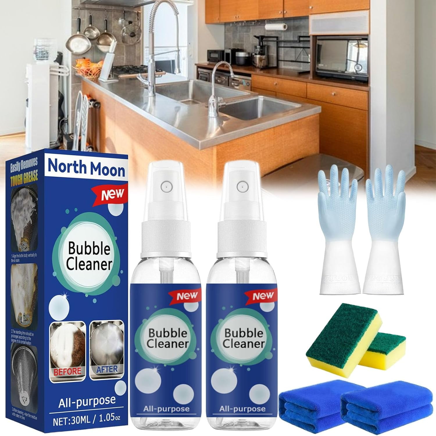 All-Purpose Rinse-Free Cleaning Spray, 2024 New Bubble Cleaner Foam ...