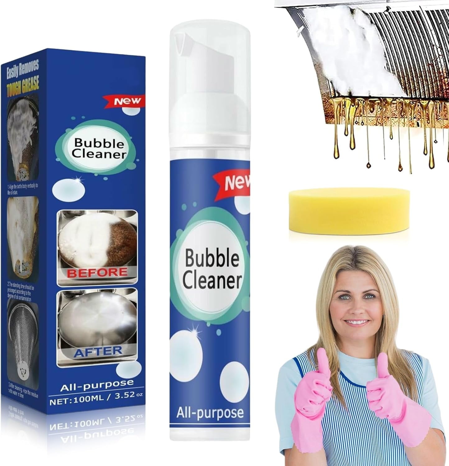 All-Purpose Rinse-Free Cleaning Spray, Heavy Oil Stain Remover, Foaming ...