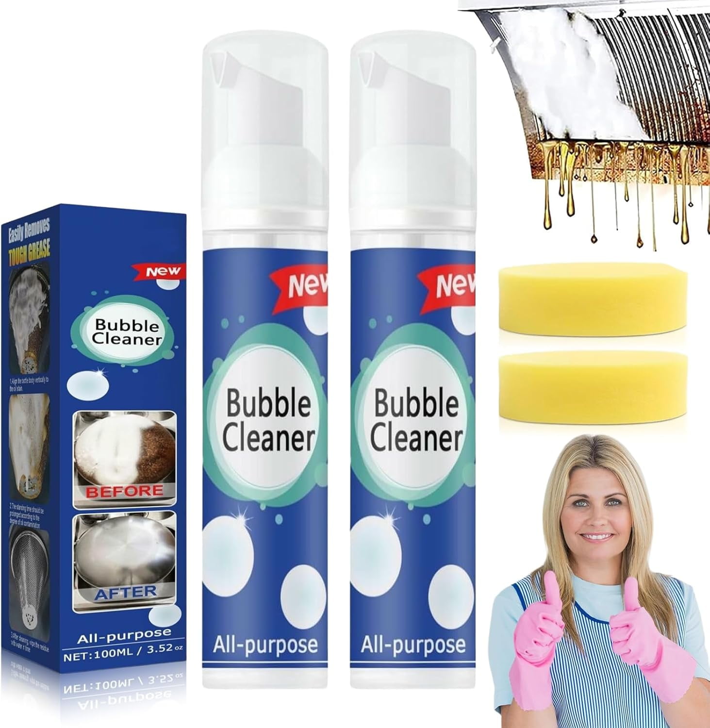 All-Purpose Rinse-Free Cleaning Spray, Heavy Oil Stain Remover, Foaming ...