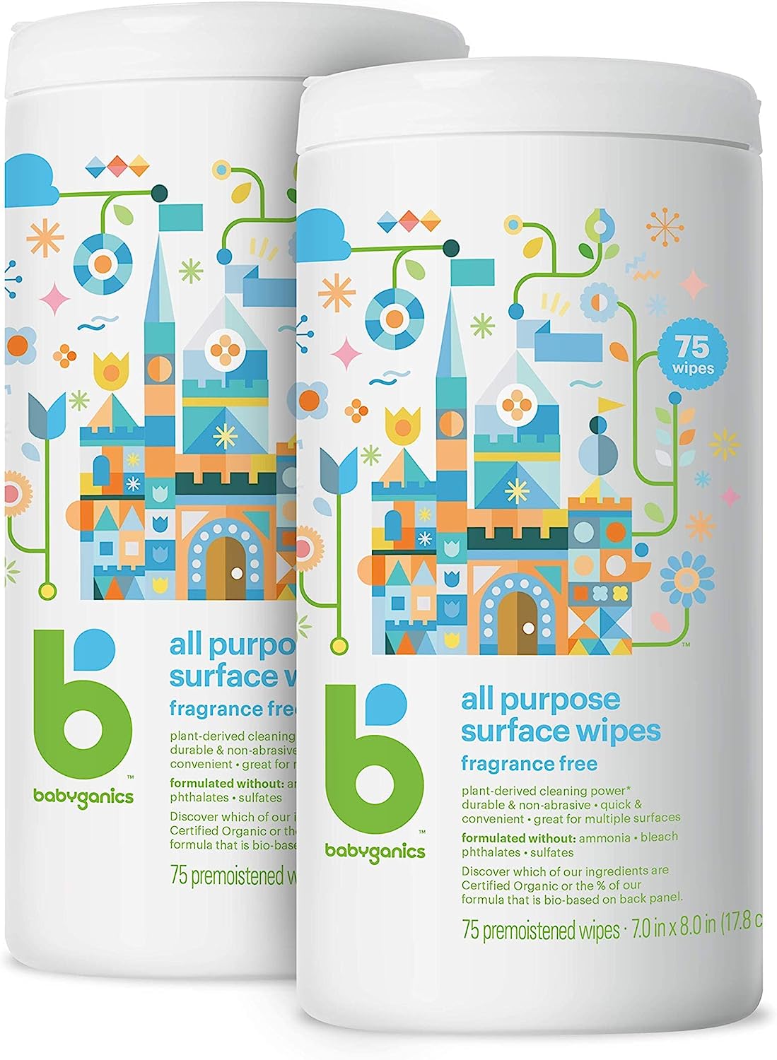 All Purpose Surface Wipes, Fragrance-Free, 75 Count Plant Based and Non ...