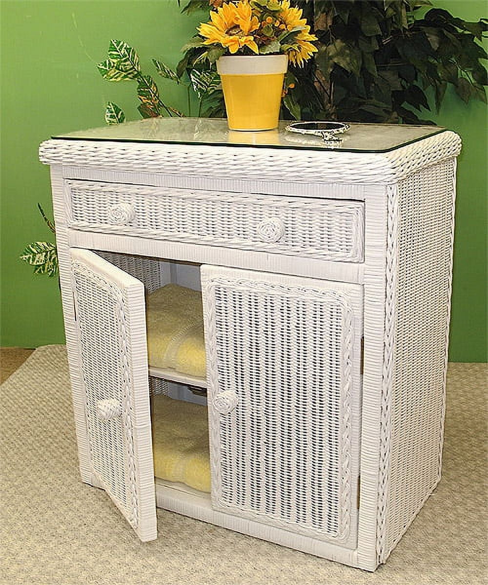 All Purpose Wicker Commode Cabinet, White for Small Spaces, Narrow ...