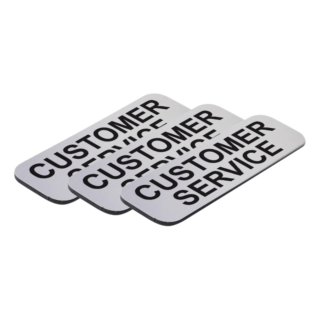 All Quality Badges Customer Service 1 x 3" Name Tag, Silver (3 Pack ...