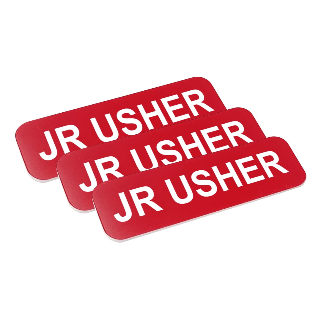 All Quality Badges Jr Usher 1 x 3" Name Tag, Red (3 Pack) - Walmart.com
