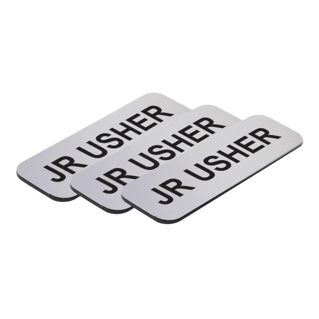 All Quality Badges Jr Usher 1 x 3" Name Tag, Silver (3 Pack) - Walmart.com