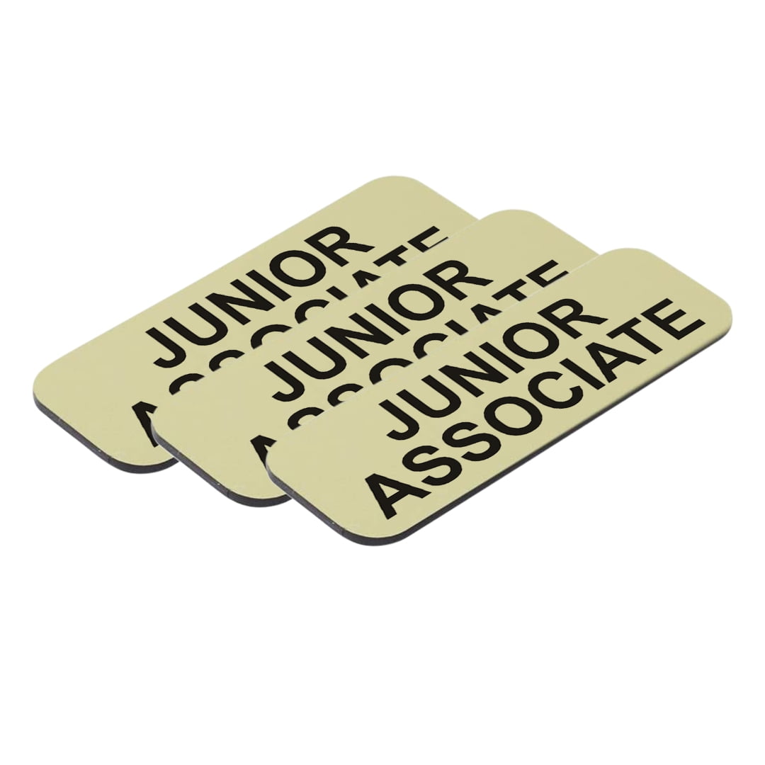 All Quality Badges Junior Associate 1 x 3" Name Tag, Brushed Gold (3 ...