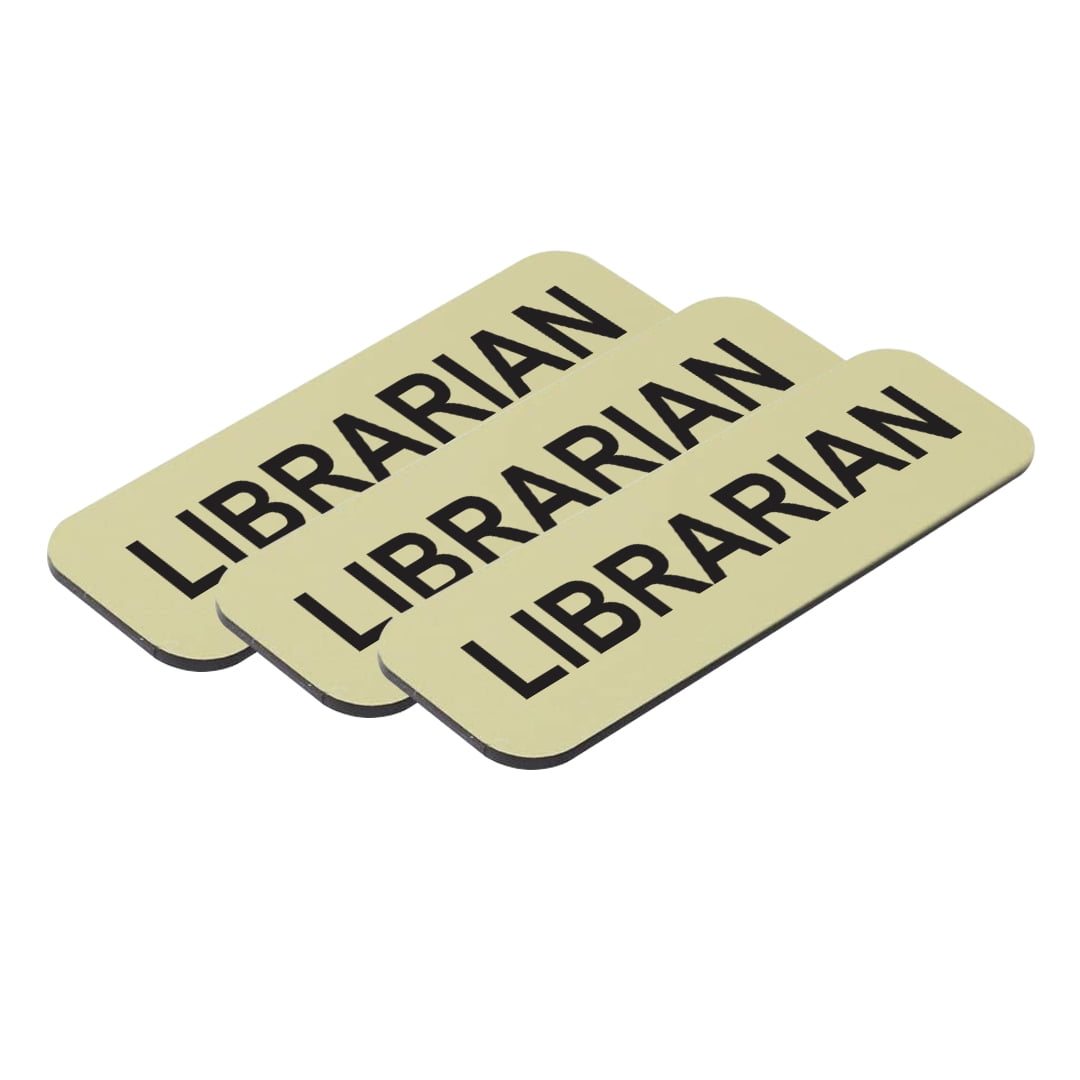 All Quality Badges Librarian 1 x 3" Name Tag, Brushed Gold (3 Pack ...