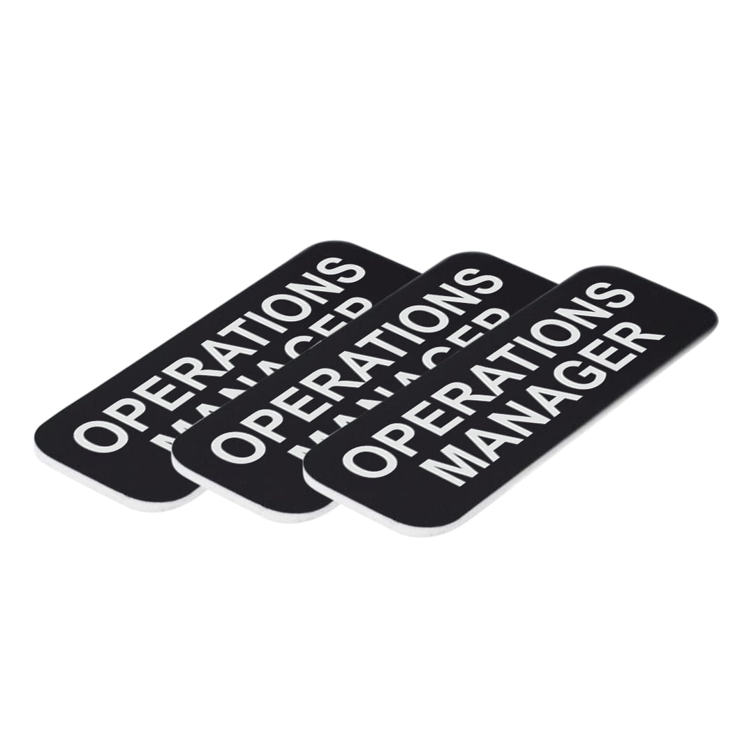 All Quality Badges Operations Manager 1 x 3" Name Tag, Black (3 Pack ...