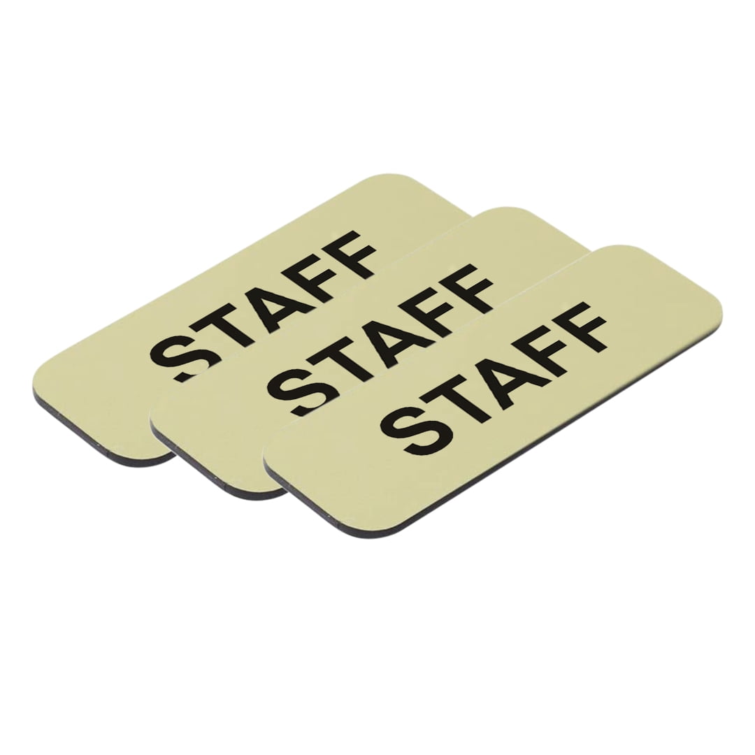 All Quality Badges Staff 1 x 3" Name Tag, Brushed Gold (3 Pack ...