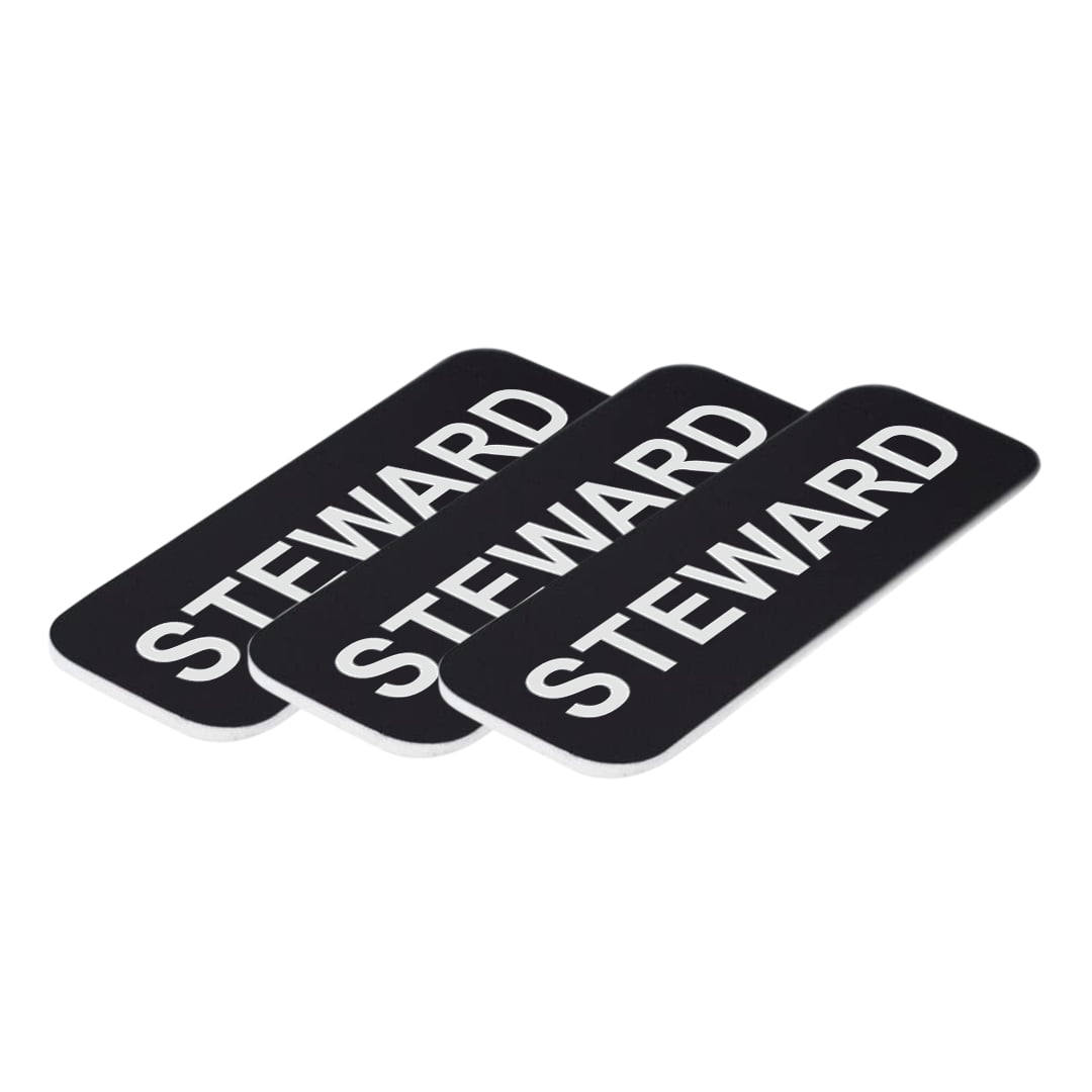 All Quality Badges Steward 1 x 3" Name Tag, Black (3 Pack) - Walmart.com