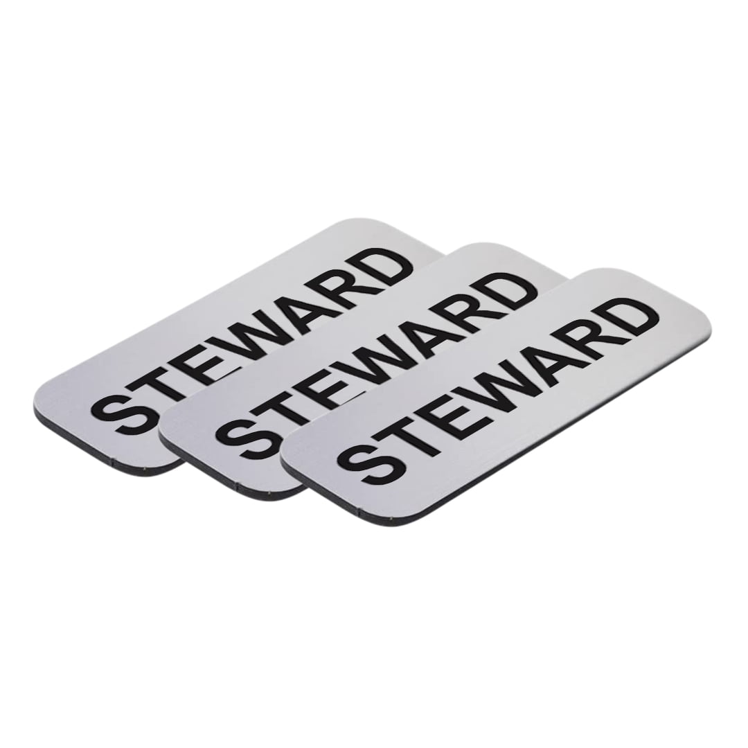 All Quality Badges Steward 1 x 3" Name Tag, Silver (3 Pack) - Walmart.com