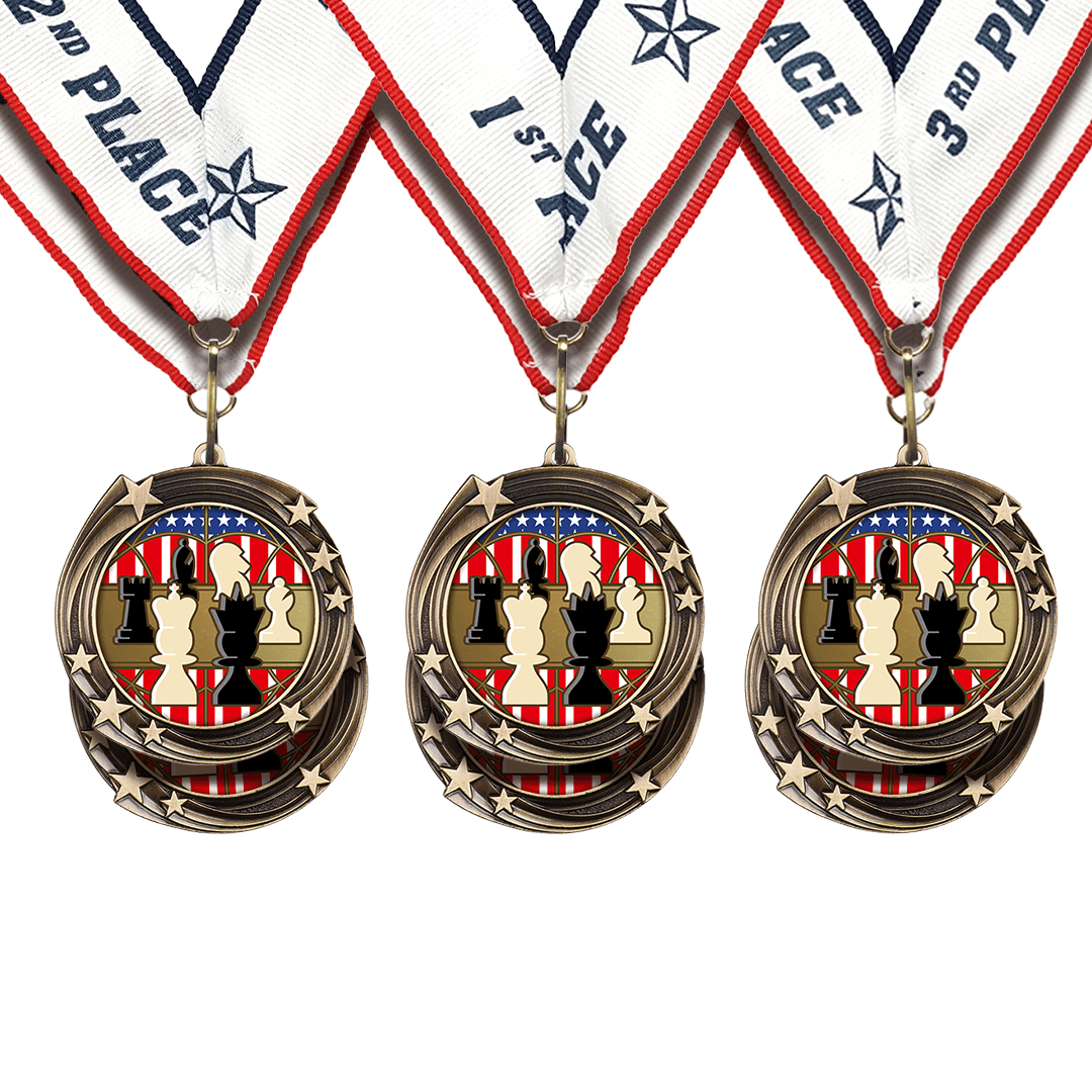 All Quality Chess Swirling Stars Tournament Competition Design Medals ...