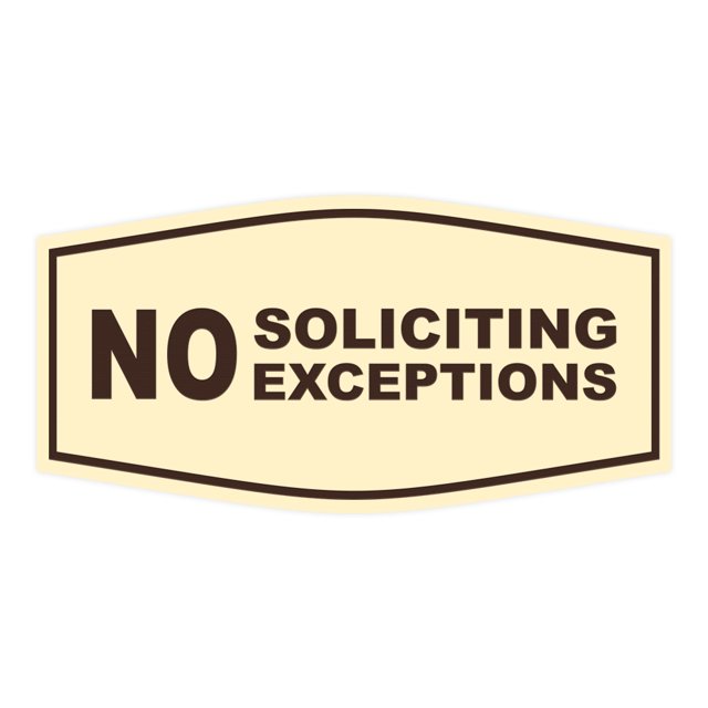 All Quality Fancy No Soliciting No Exceptions Sign (Ivory/Dark Brown ...